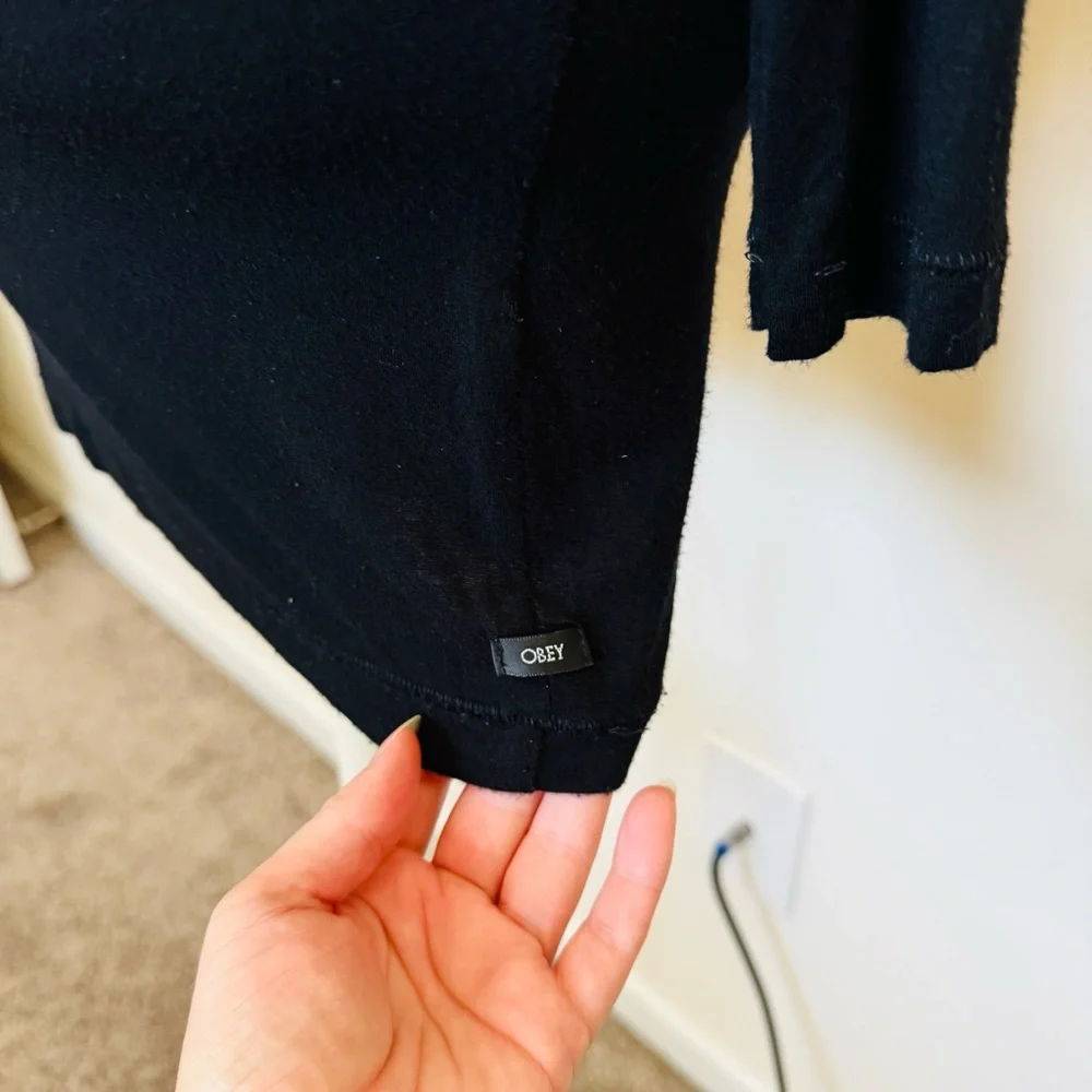 Obey | Dresses | Obey Propaganda Black Long Sleeve Fitted Dress | Poshmark